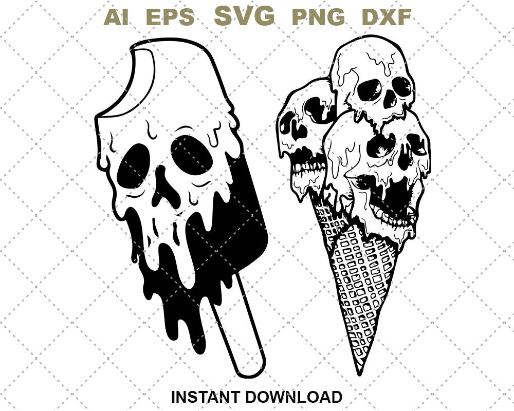 Ice Cram Skul Svg Skull Svg Ice Cream Clip Art Skull Clip - Etsy