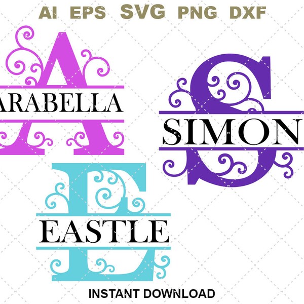 Split Monogram Alphabet Svg - Etsy