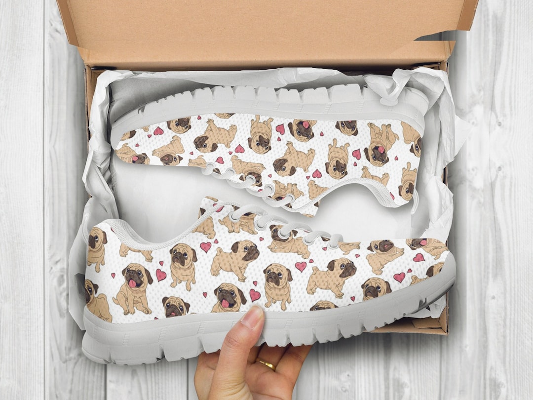 Dog Pug Shoes Custom Name Shoes Dog Pattern Running Sneakers - Etsy