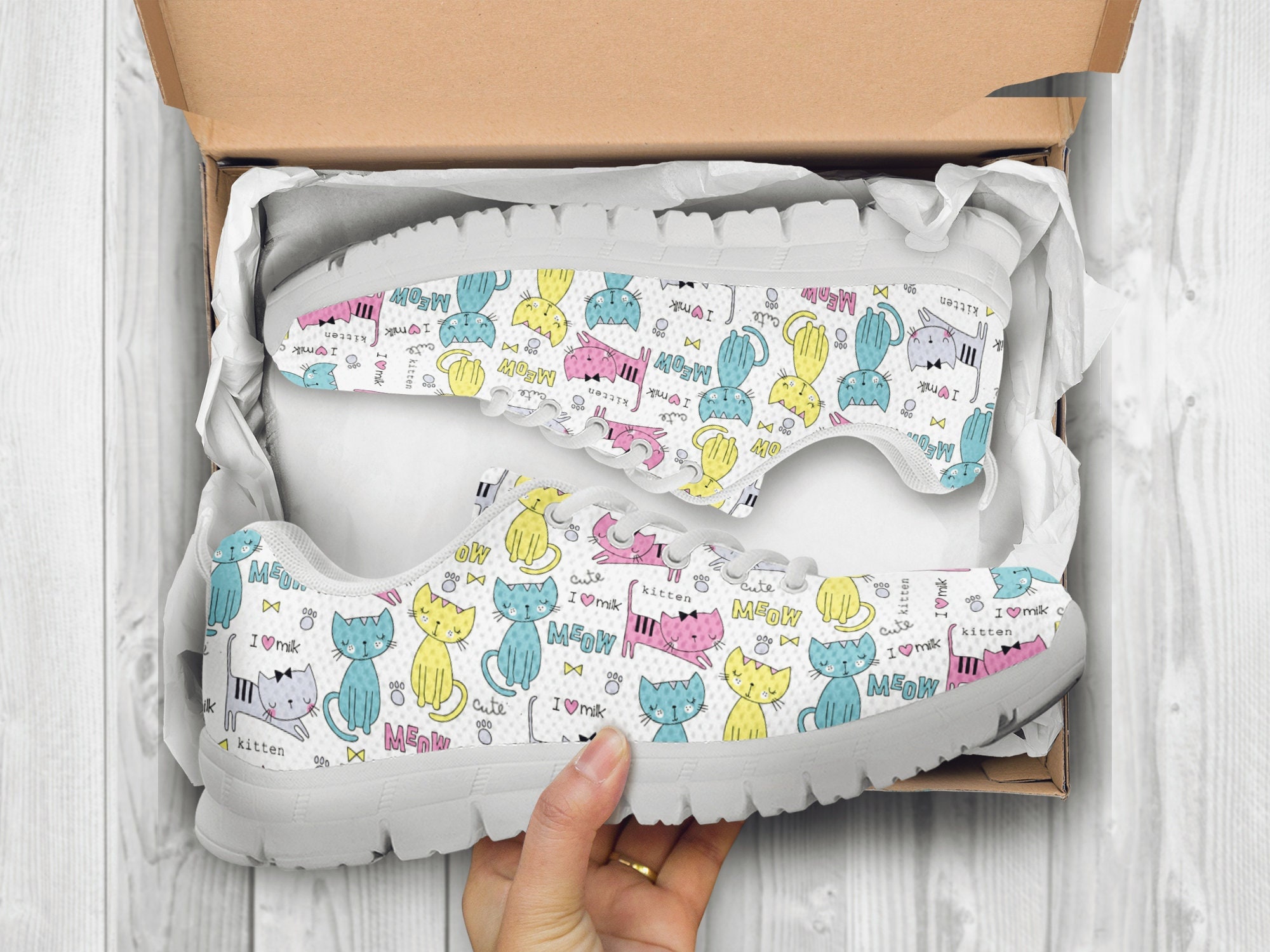 Girls Cat Print Shoes - Etsy