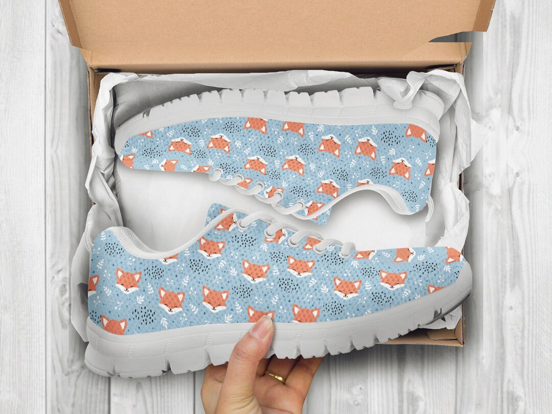 Fox Print Shoes Custom Name Shoes Fox Pattern Running Sneakers - Etsy