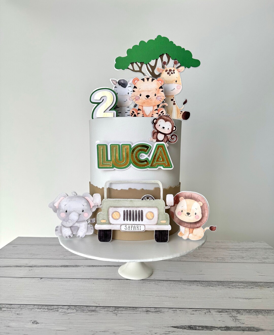 Safari Cake Topper Charm Set | Custom Cake Topper | Jungle Cake Topper ...