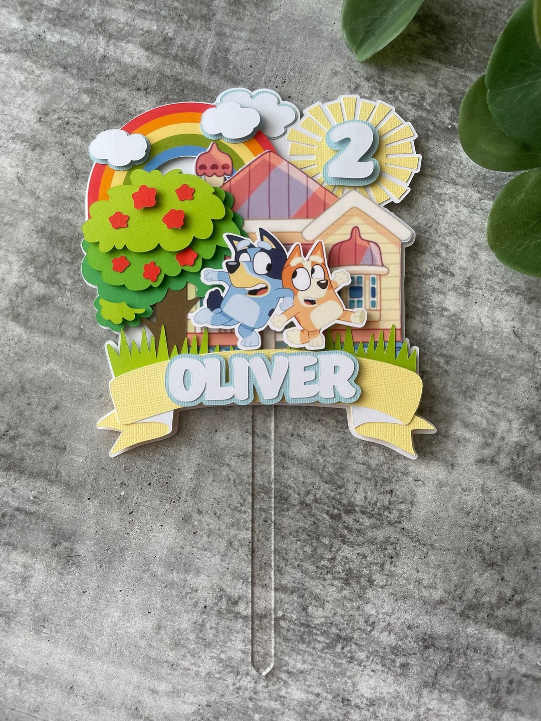 Blue Dog Cake Topper Custom Cake Topper Bluey Cake Topper Pastel Topper ...