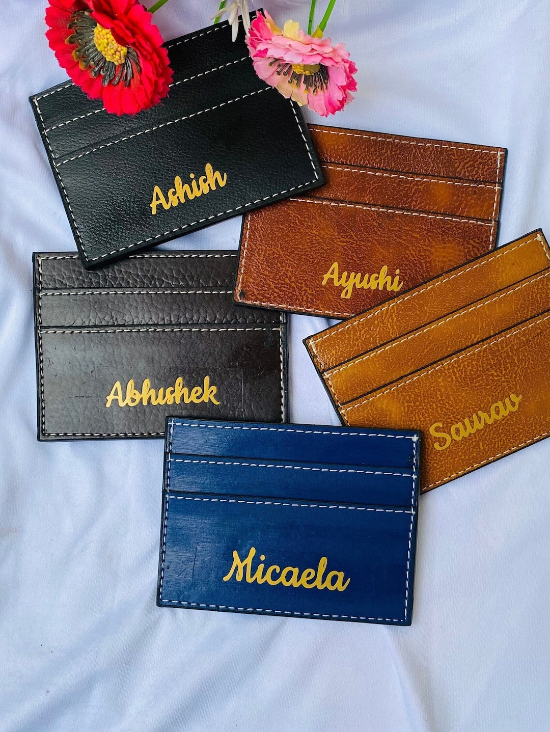 Personalized Card Holders 2 Compartments Front Back and Main - Etsy