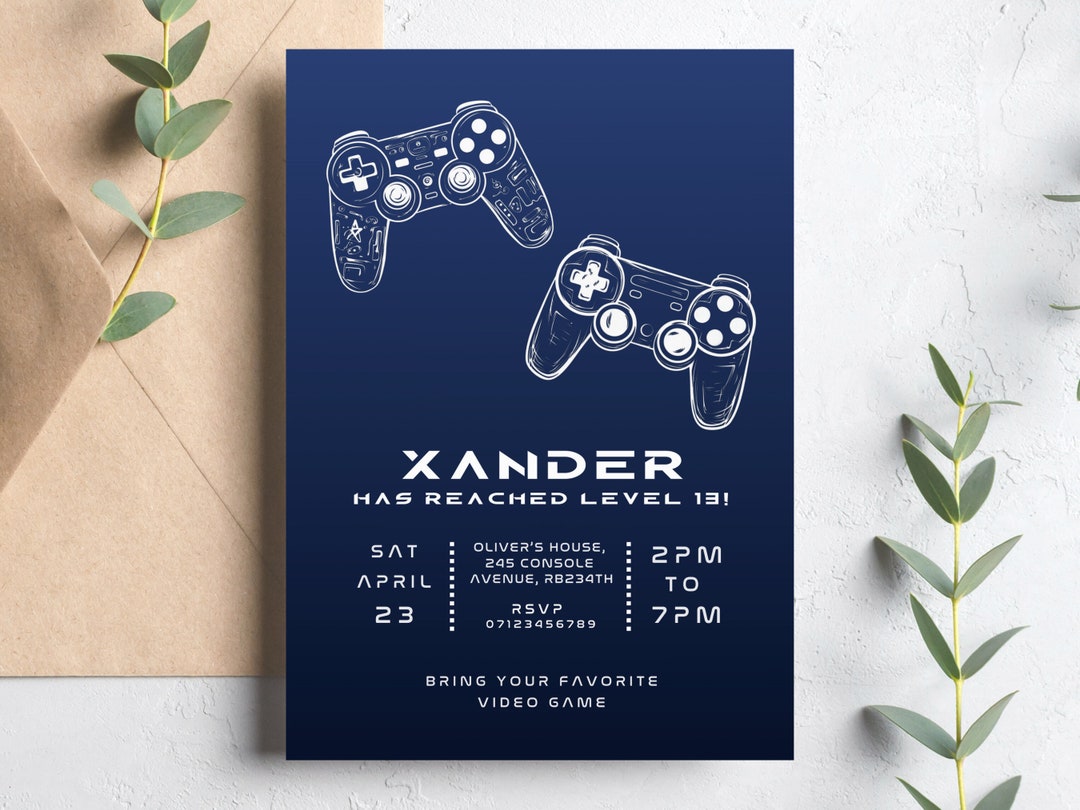Gamer Birthday Invitation, Printable Video Game Invitation, Gaming ...