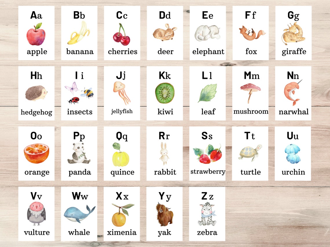 Nature Alphabet Flashcards Animal ABC Flashcards Printable - Etsy