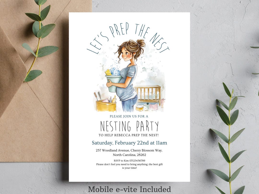 Nesting Party Invitation, Baby Sprinkle Invite, Gender Neutral Editable ...