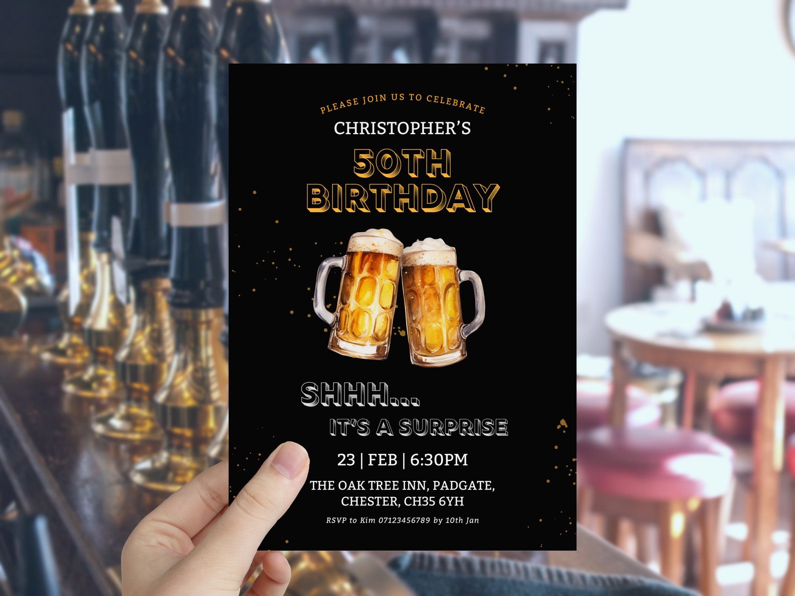 Surprise 50th Birthday Invitation For Men Cheers And Beers 50 Years