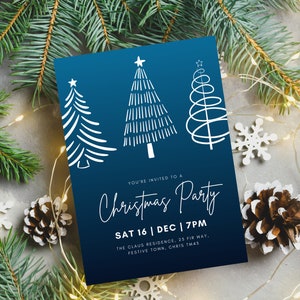 Editable Blue Christmas Party Invitation Template Printable - Etsy