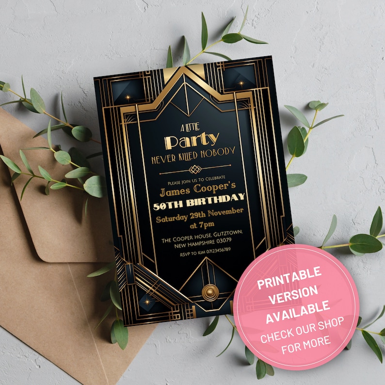 Great Gatsby Birthday Invitation Mobile Evite, Speakeasy Text Message ...