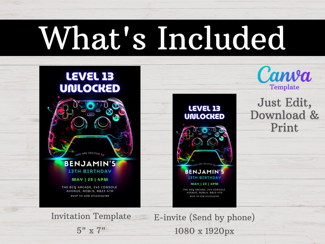 Gamer Birthday Invitation Printable Video Game Invitation - Etsy