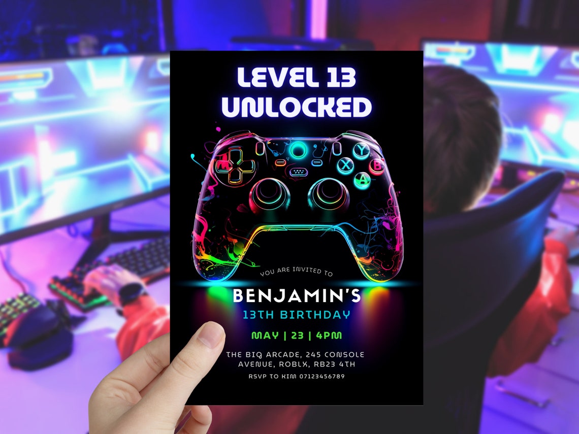 Gamer Birthday Invitation Printable Video Game Invitation - Etsy