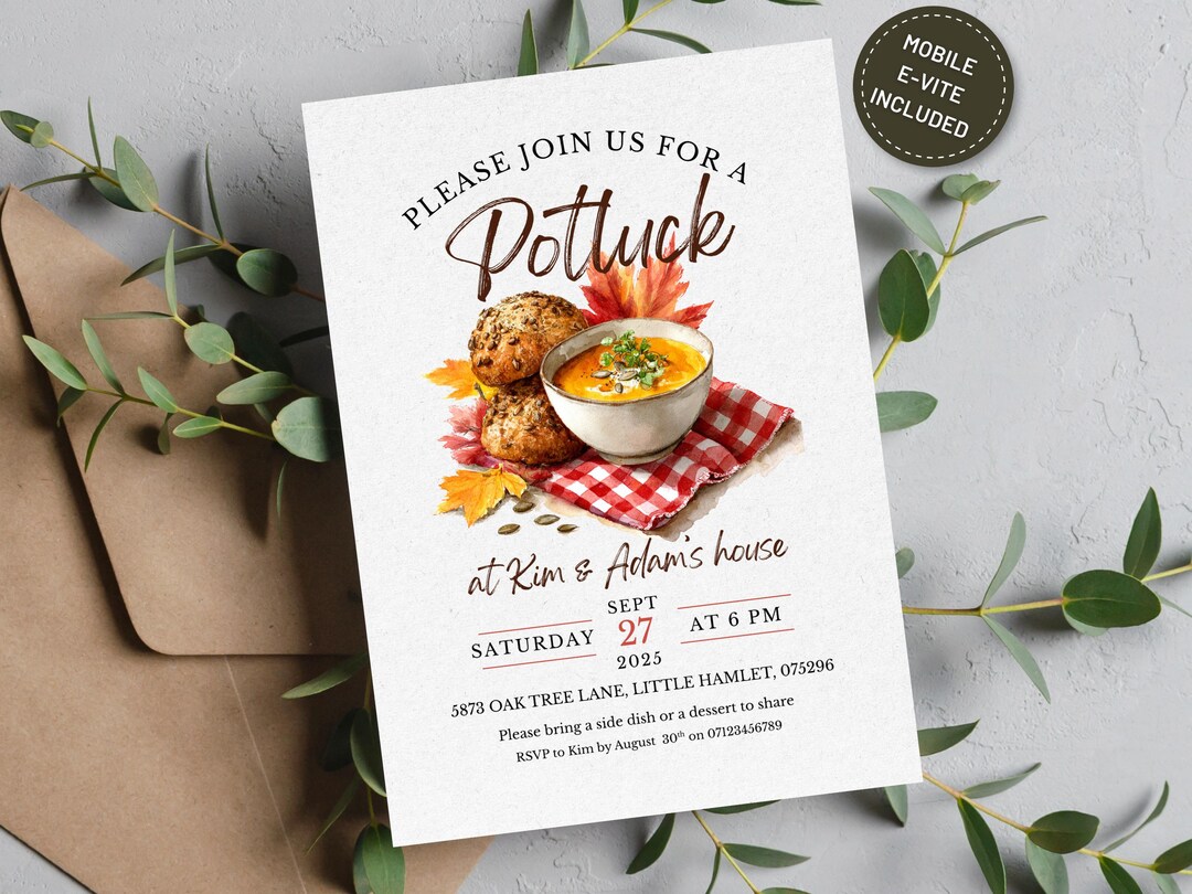 Potluck Party Invitation, Soup Party Invite, Thanksgiving Dinner ...