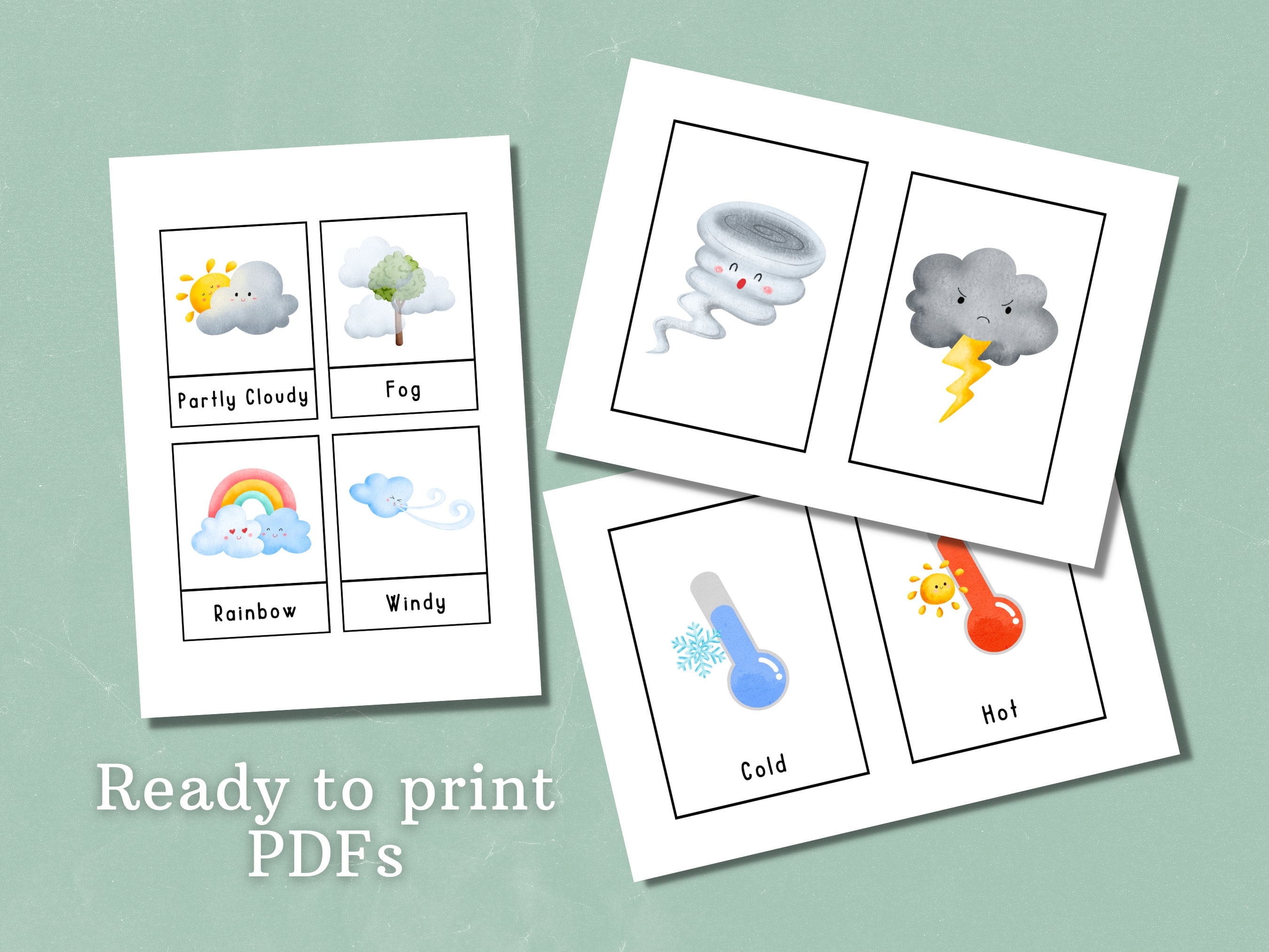 14 Weather Flashcards for Toddlers Weather Flashcards Without Words ...