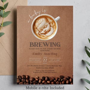 A Baby is Brewing Coffee Baby Shower Invitation, Brewing Baby Shower ...