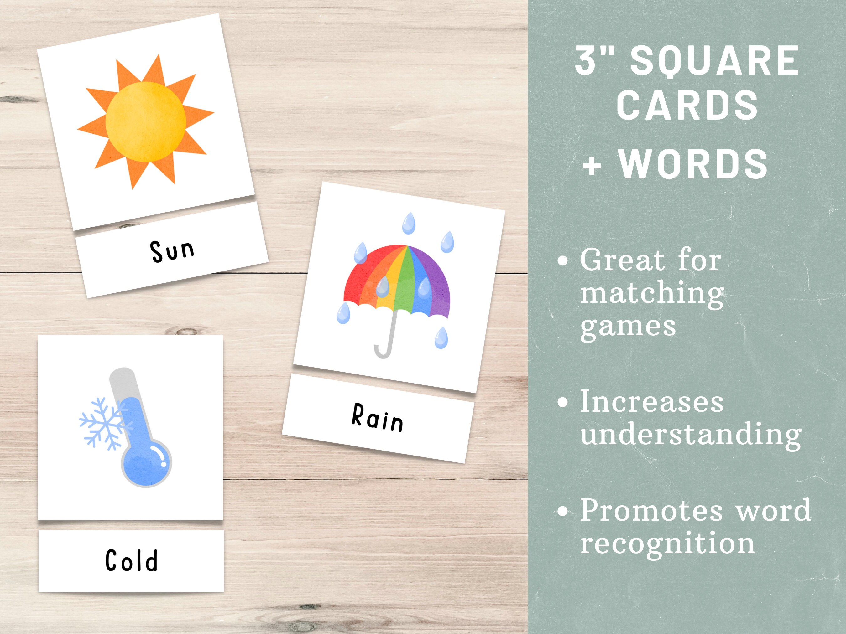 14 Weather Flashcards for Toddlers Weather Flashcards Without Words ...