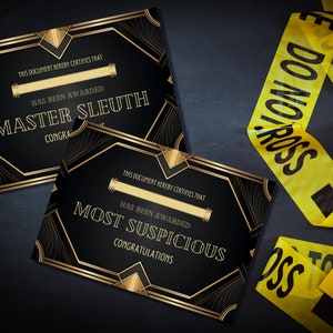 Gatsby Murder Mystery Certificates, Printable Murder Mystery Game, Art ...