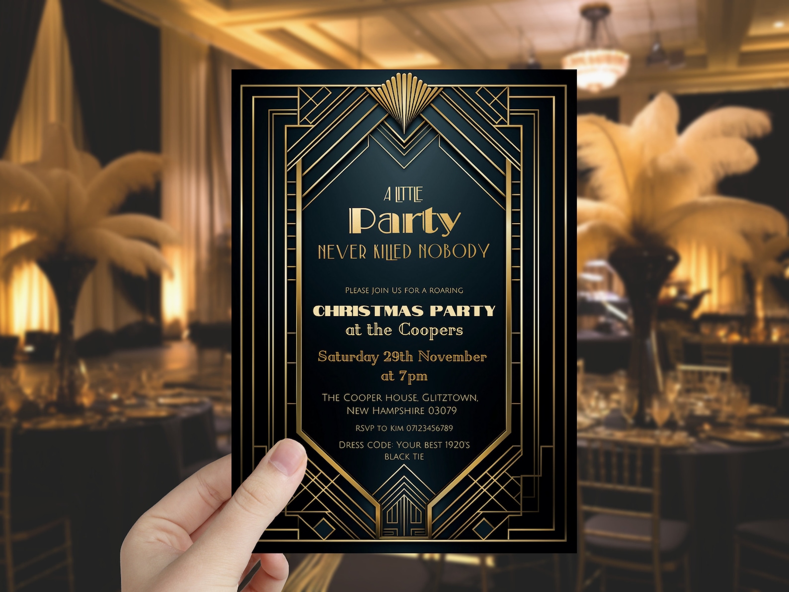 Great Gatsby Christmas Party Invitation, Printable 1920s Invitation ...