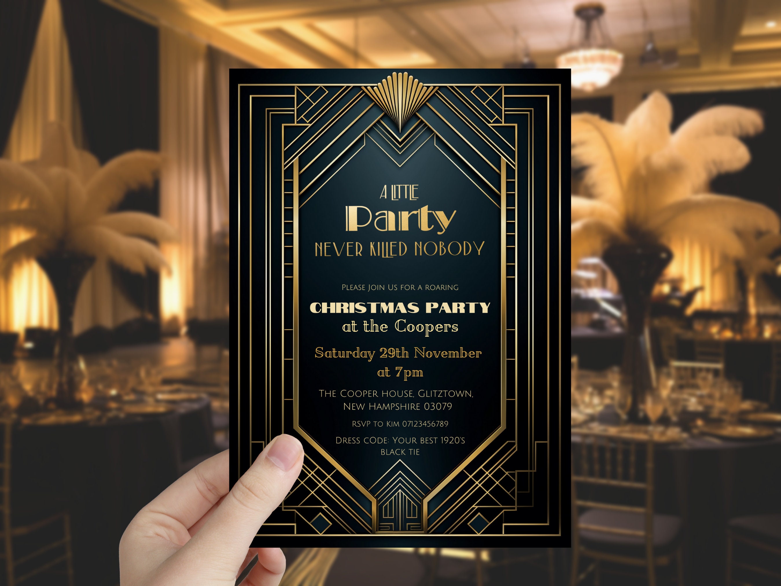 Great Gatsby Christmas Party Invitation, Printable 1920s Invitation ...