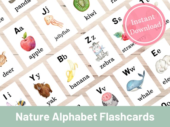 Nature Alphabet Flashcards Animal ABC Flashcards Printable | Etsy