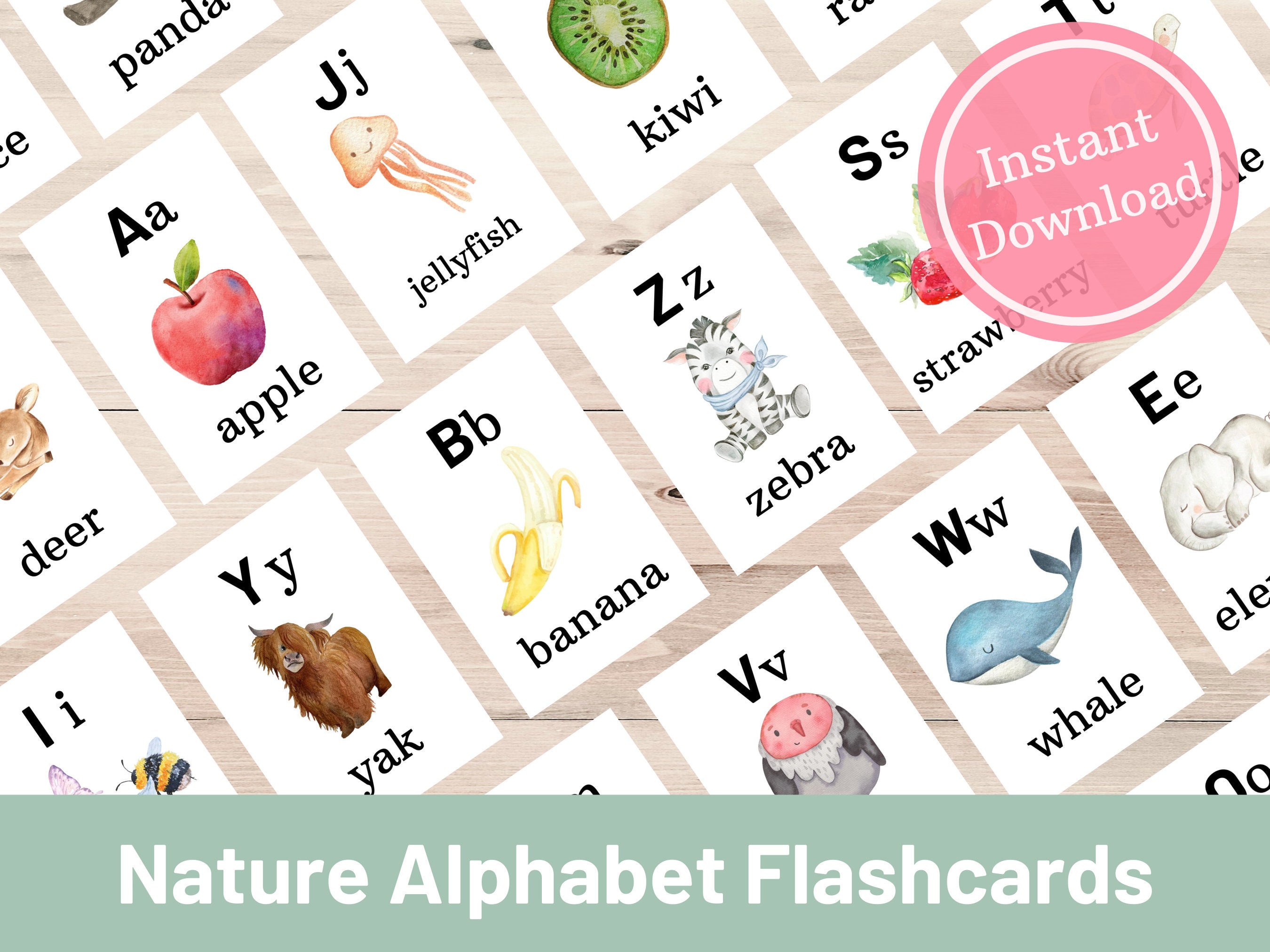 Nature Alphabet Flashcards | Animal ABC Flashcards | Printable ...