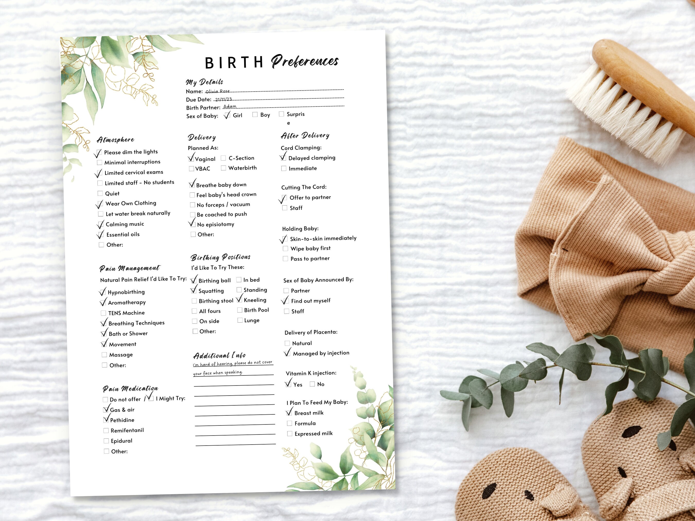 Birth Plan Bundle Natural Birth Plan Template UK & USA Positive Birth ...