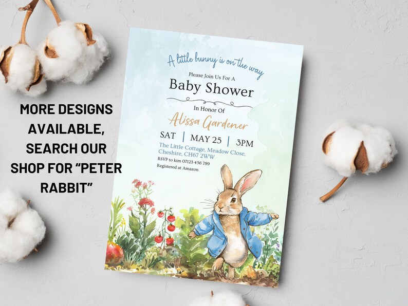 Peter Rabbit Baby Shower Invitation Bundle, Bunny Invite, Easter Baby ...
