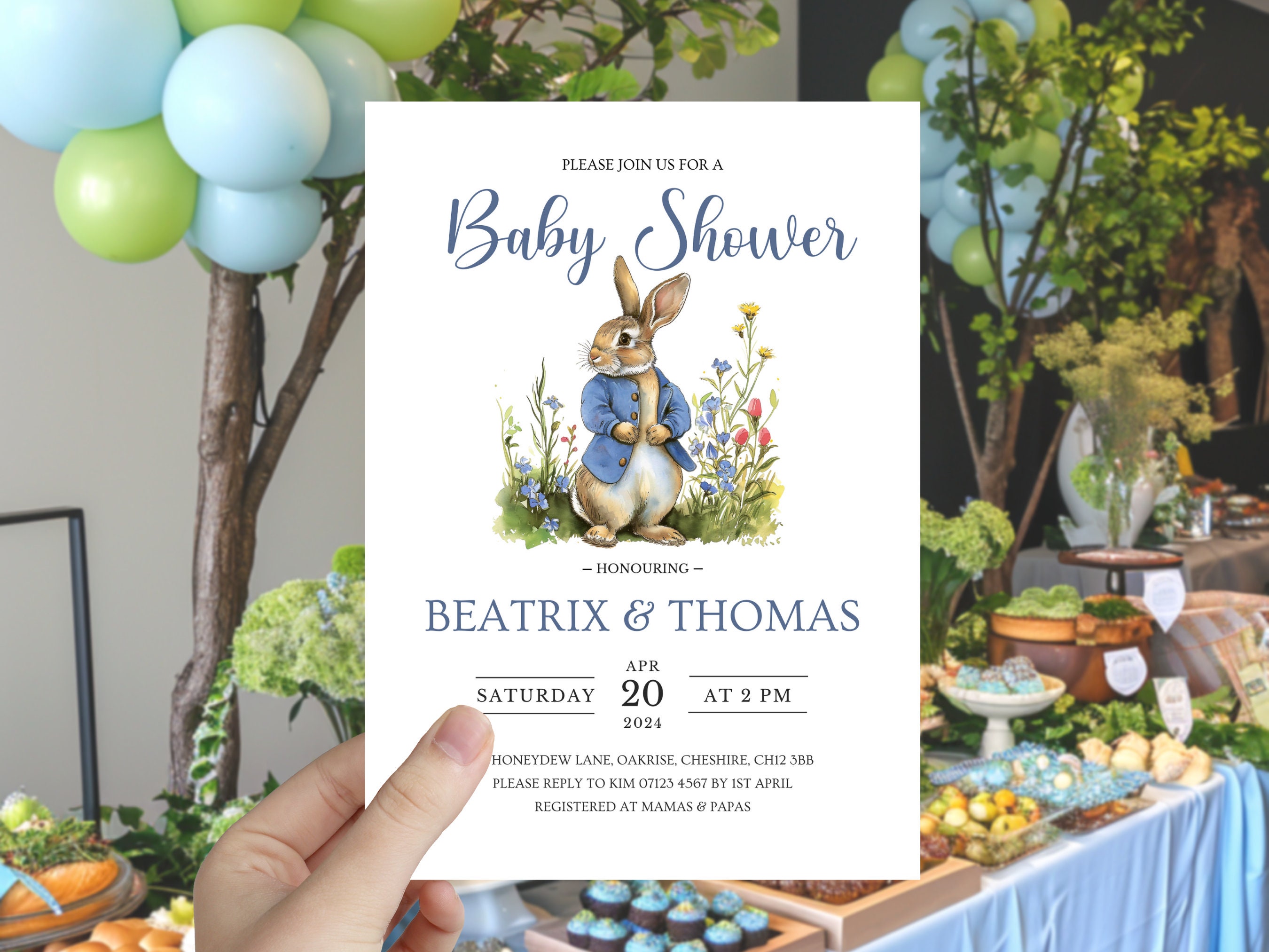 Peter Rabbit Baby Shower Invitation, Peter Rabbit Invite, Easter Baby ...