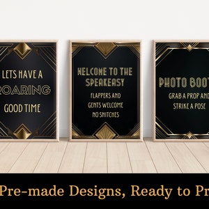 24 Great Gatsby Party Signs, Editable Speakeasy Party Signs, Roaring ...