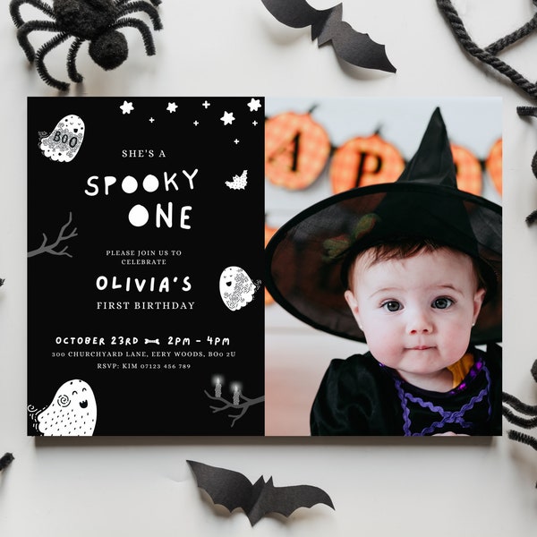Spooky One Birthday Girl Invitation - Etsy Canada