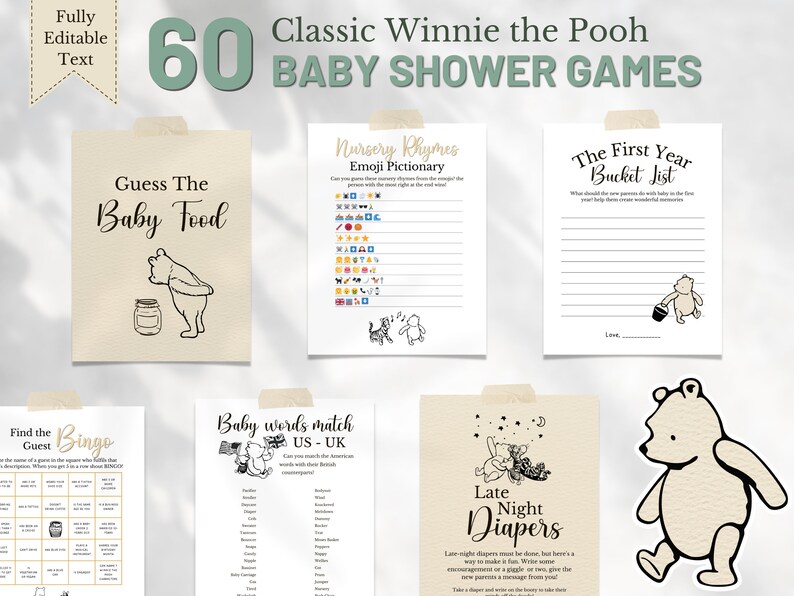 Printable Winnie the Pooh Baby Shower Games Classic Winnie the Pooh ...