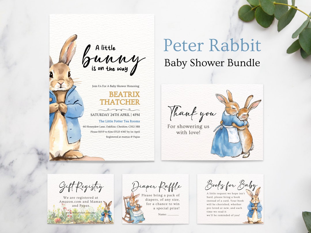 Peter Rabbit Baby Shower Invitation Bundle, A Little Bunny Invite ...