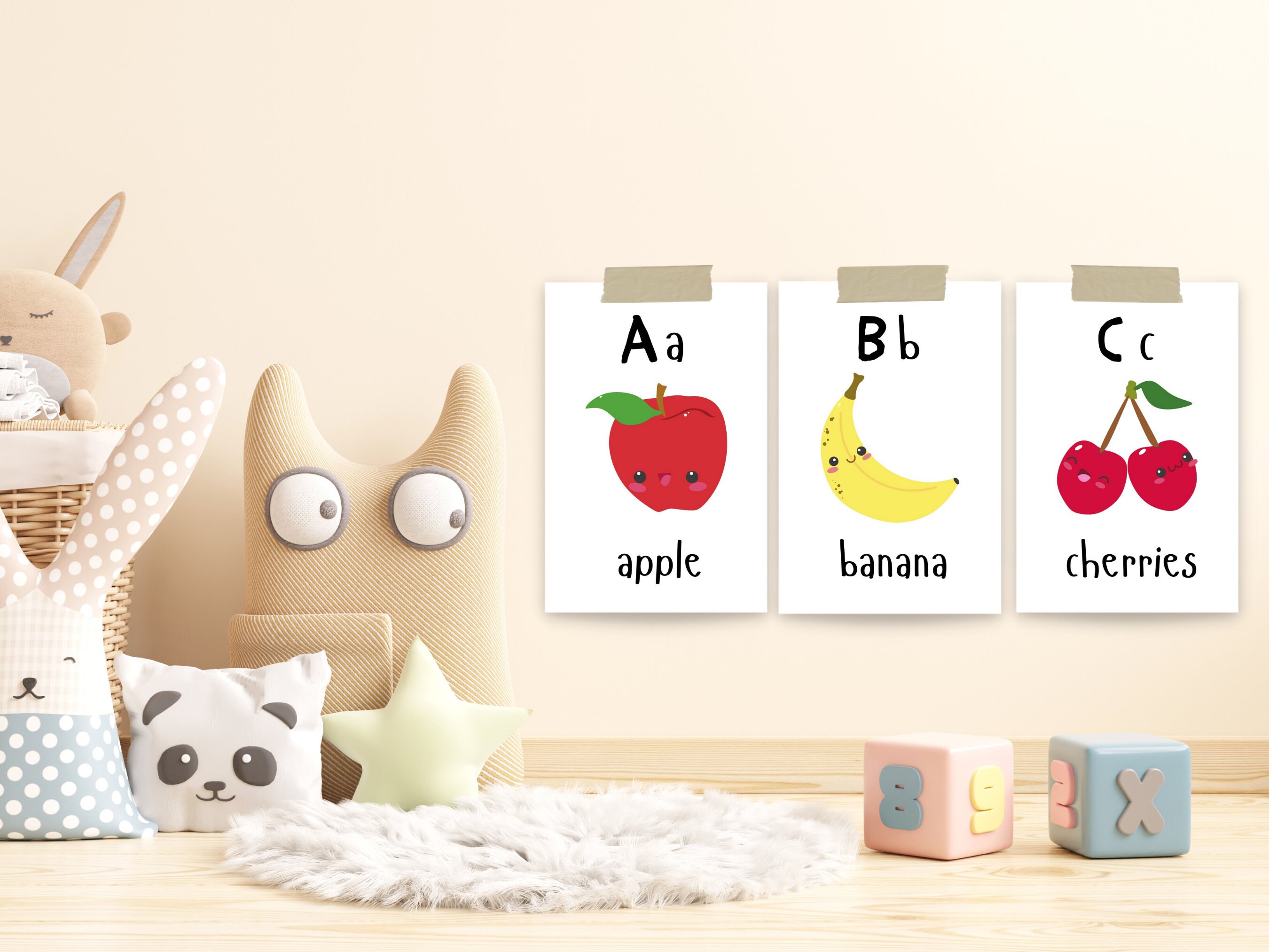 Cute Food Alphabet Flashcards ABC Flashcards Printable - Etsy