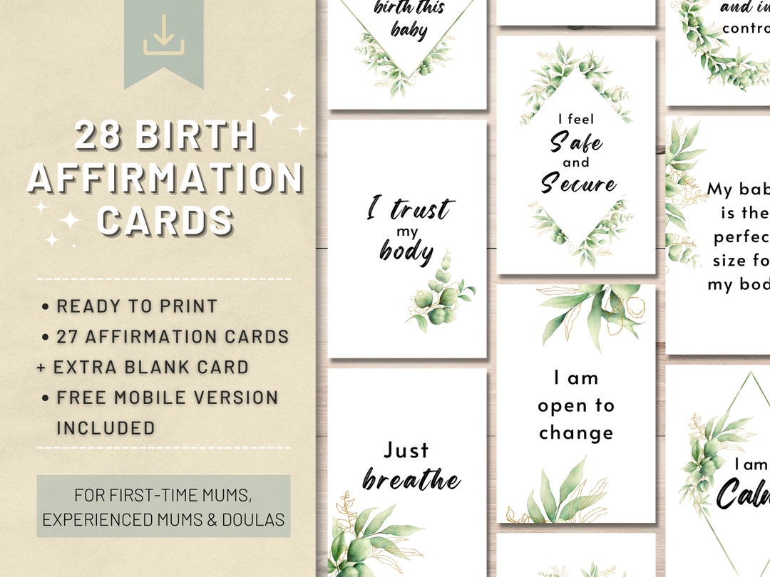 Pregnancy Affirmation Cards | Positive Birth Affirmation Cards ...