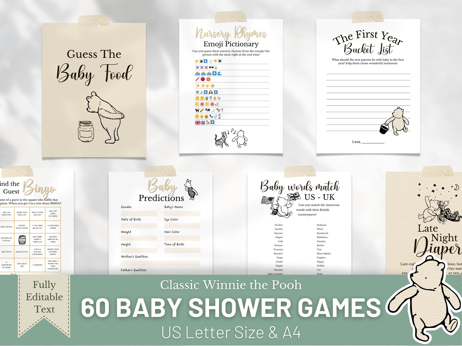 Printable Winnie the Pooh Baby Shower Games Classic Winnie the Pooh ...
