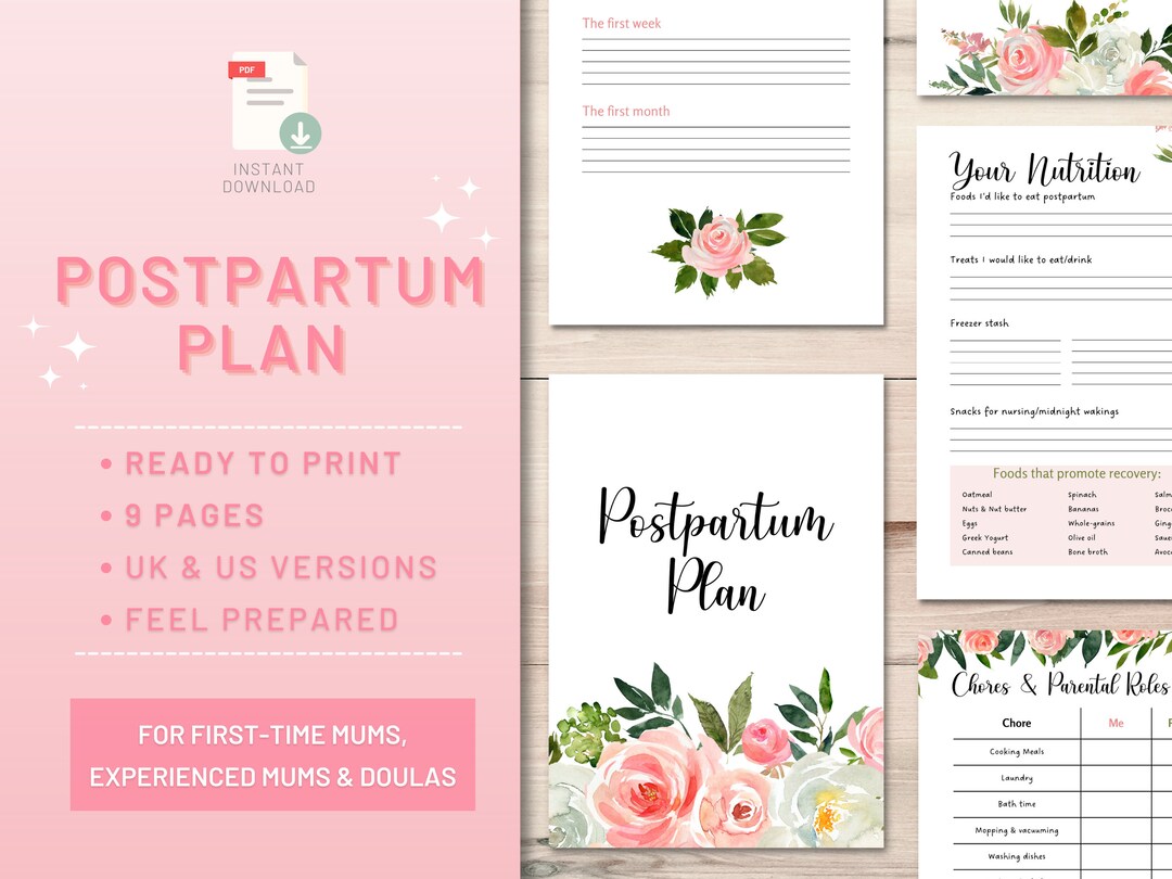 Postpartum Planner | Postpartum Checklist | 4th Trimester | Postpartum Worksheet | Postpartum ...