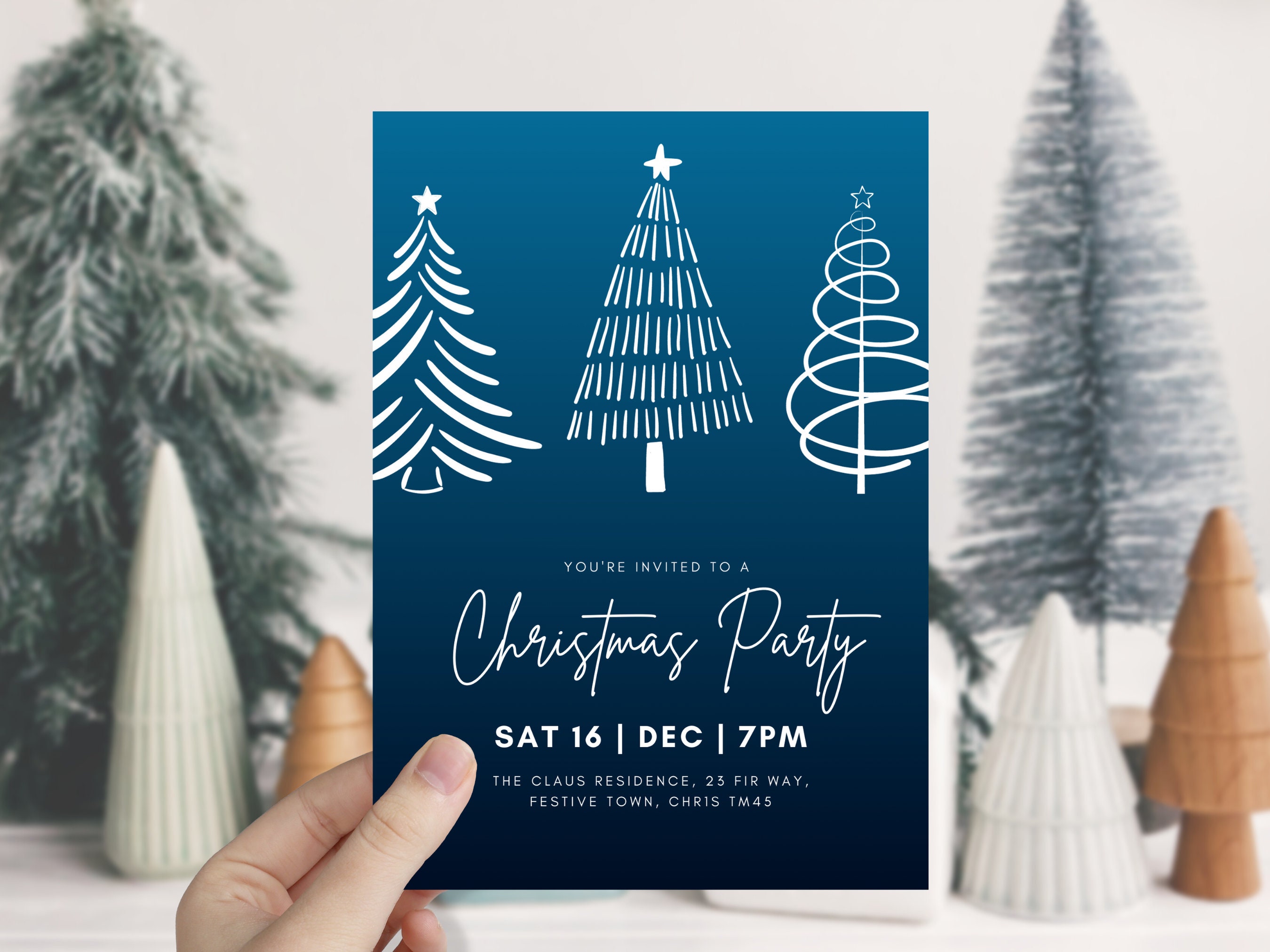 Editable Blue Christmas Party Invitation Template Printable - Etsy