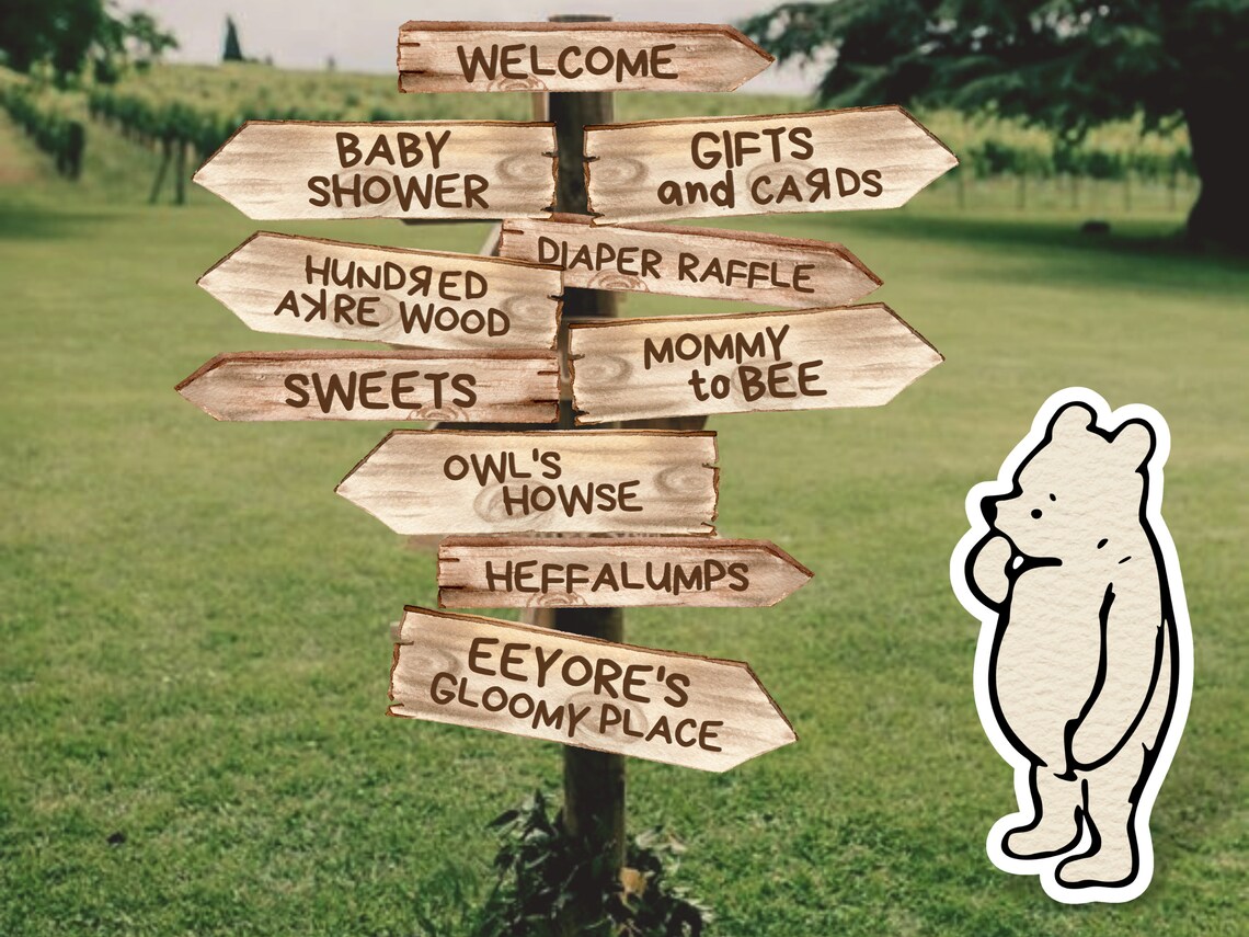 Winnie the Pooh Baby Shower Sign Decoration 100 Acre Wood - Etsy
