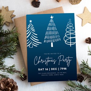 Editable Blue Christmas Party Invitation Template Printable - Etsy