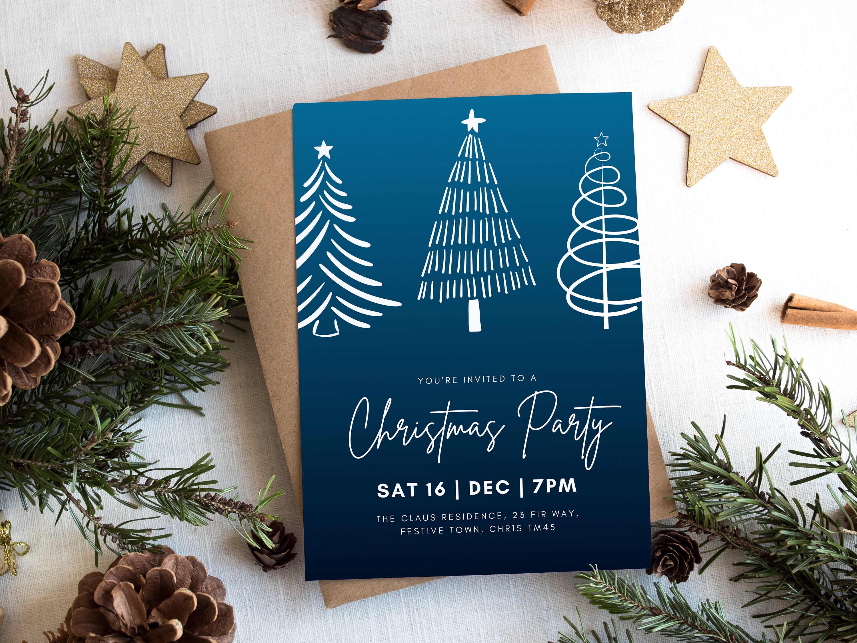 Editable Blue Christmas Party Invitation Template Printable - Etsy