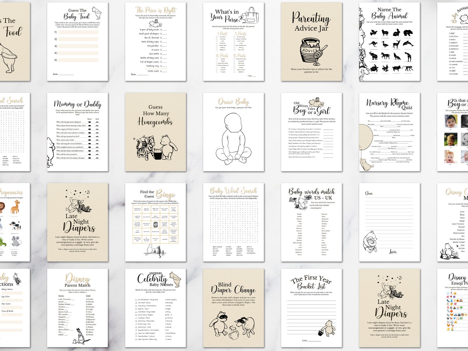 Printable Winnie the Pooh Baby Shower Games Classic Winnie the Pooh ...