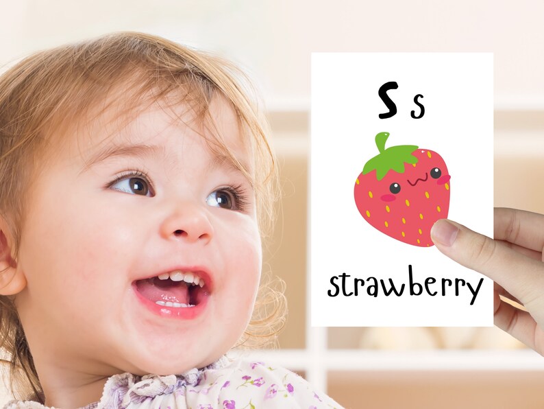 Cute Food Alphabet Flashcards ABC Flashcards Printable - Etsy