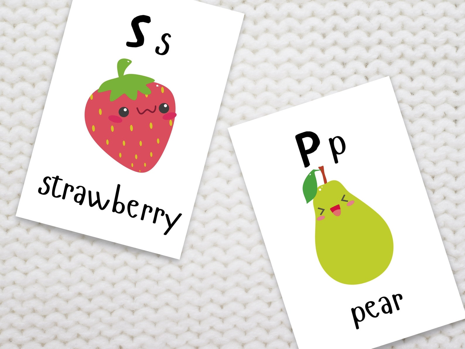 Cute Food Alphabet Flashcards ABC Flashcards Printable - Etsy