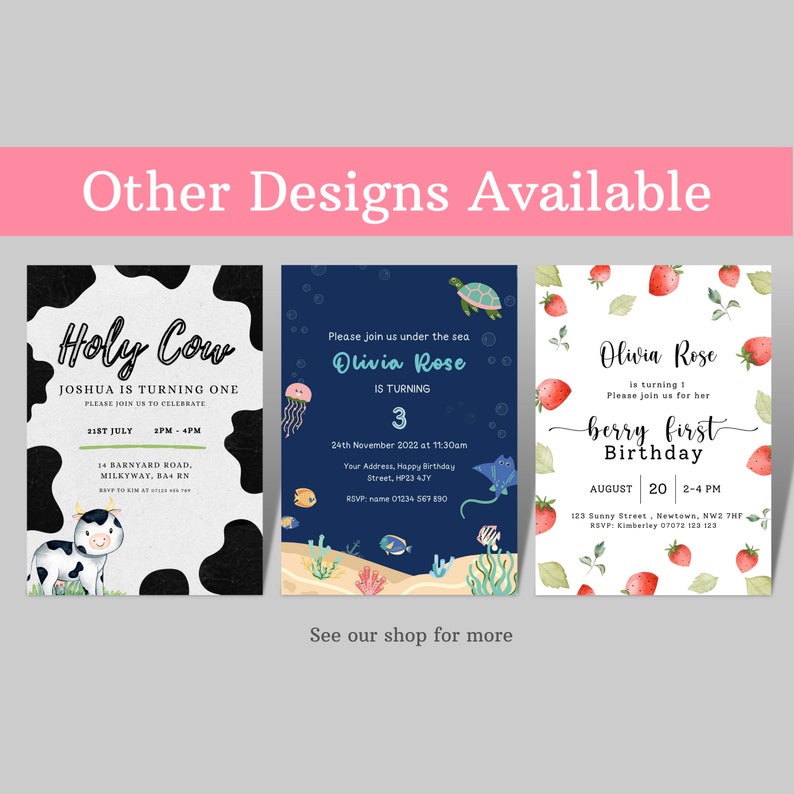 Holy Cow I'm One | Cow First Birthday | Party Invitation | Editable Cow ...