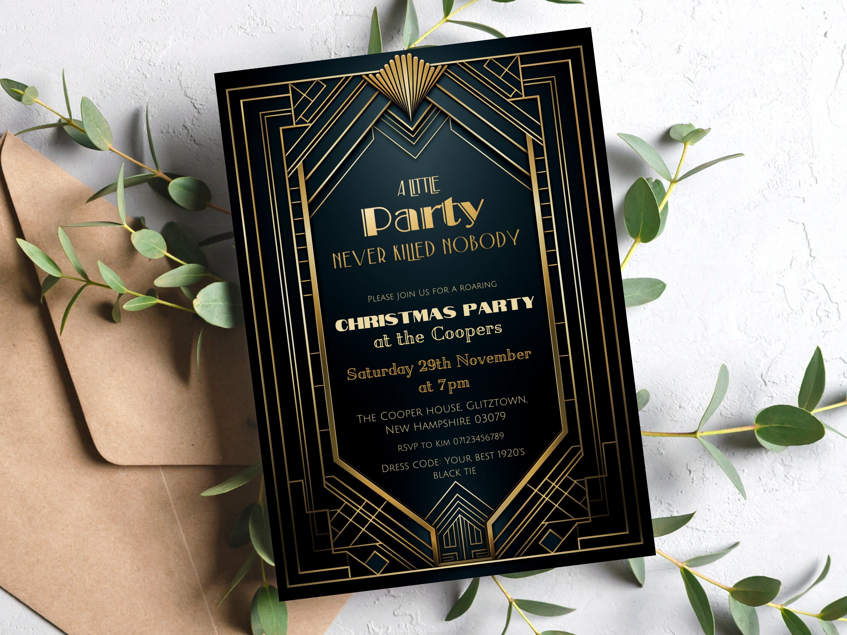 Great Gatsby Christmas Party Invitation, Printable 1920s Invitation ...
