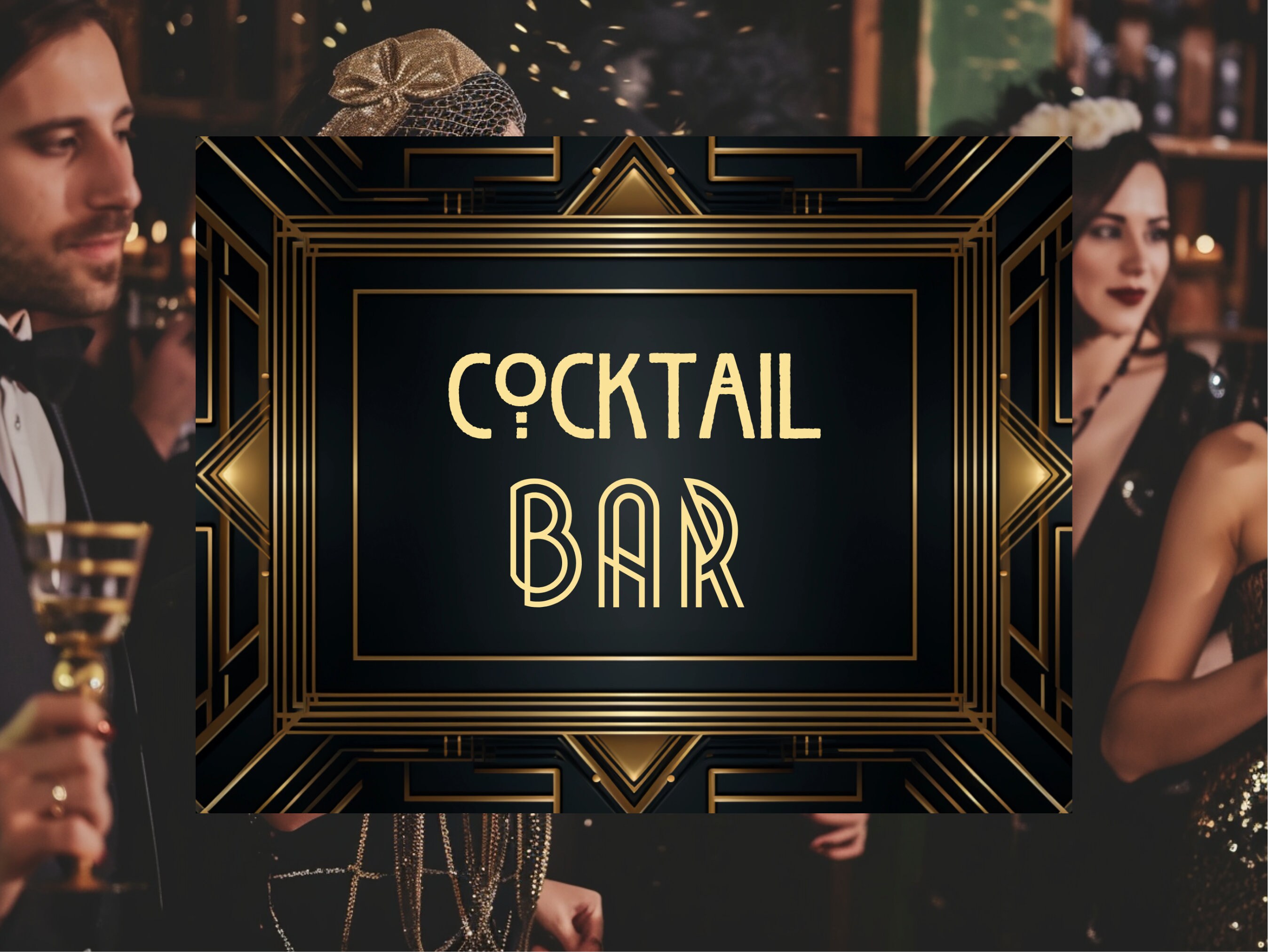 6 Custom Horizontal Great Gatsby Party Signs, Editable Speakeasy Party ...