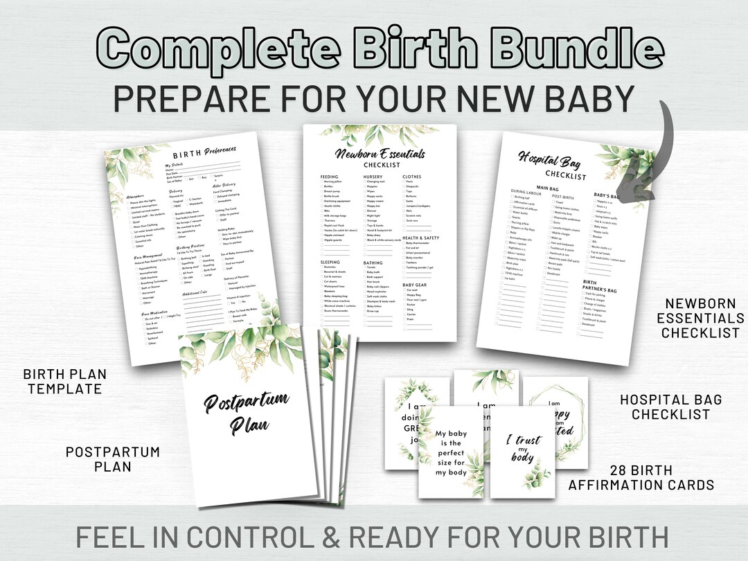 Birth Plan Bundle | Natural Birth Plan Template UK & USA | Positive ...