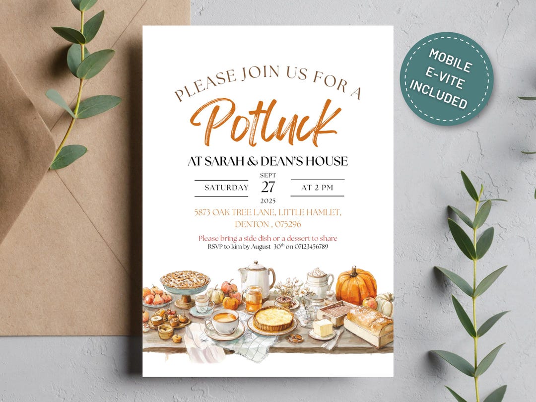 Potluck Party Invitation, Soup Party Invite, Thanksgiving Dinner ...