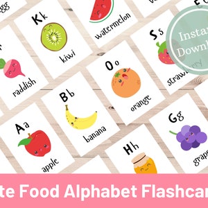 Cute Food Alphabet Flashcards | ABC Flashcards | Printable Flashcards ...