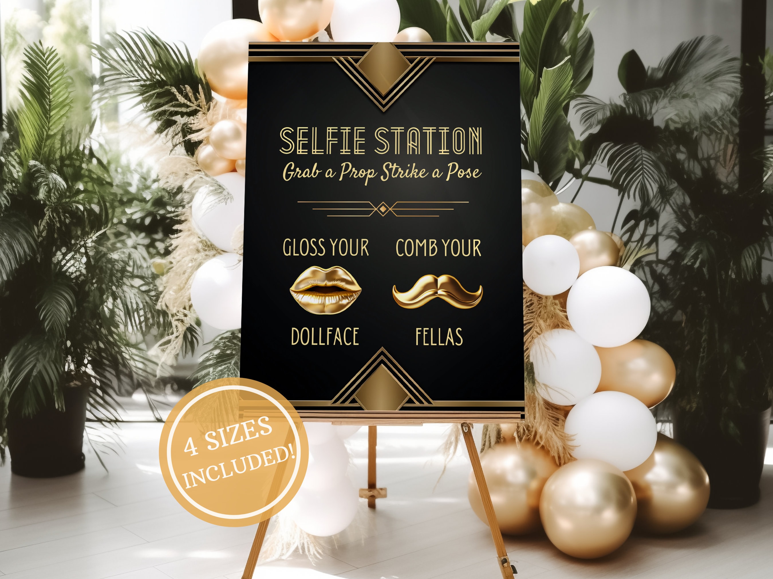 Selfie Station Great Gatsby Party Sign, Editable Speakeasy Party Photo ...